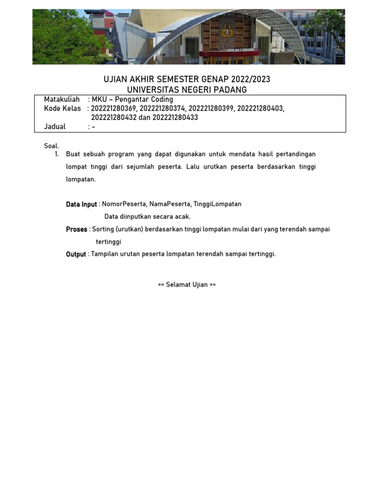 UAS 20222 - Coding UNP | PDF