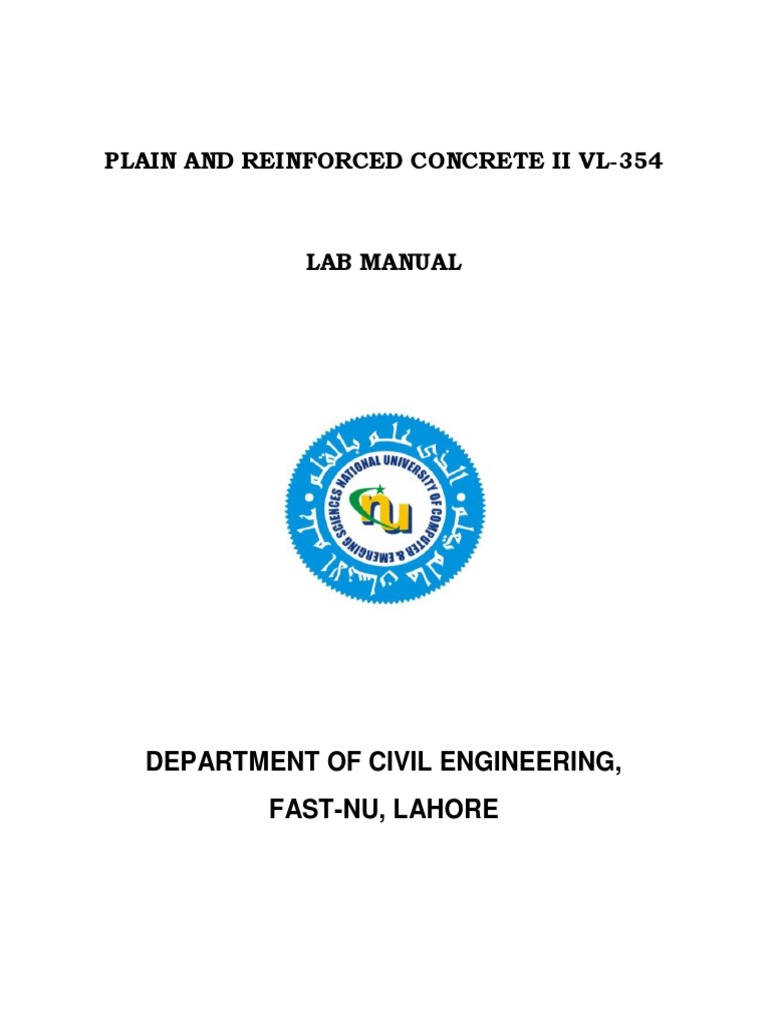 Lab Manual - VL354 - Plain and Reinforced Concrete II Lab - OBE-1 | PDF | Concrete | Materials