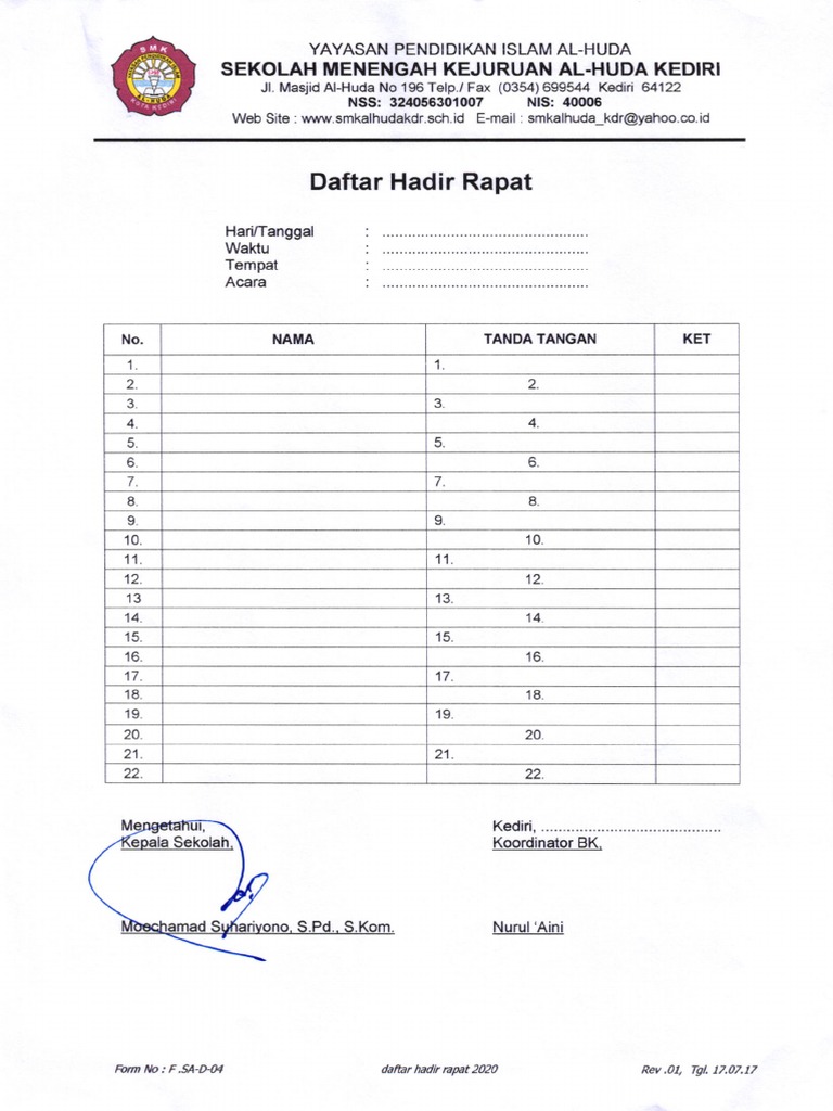 Daftar Hadir Rapat 5 | PDF