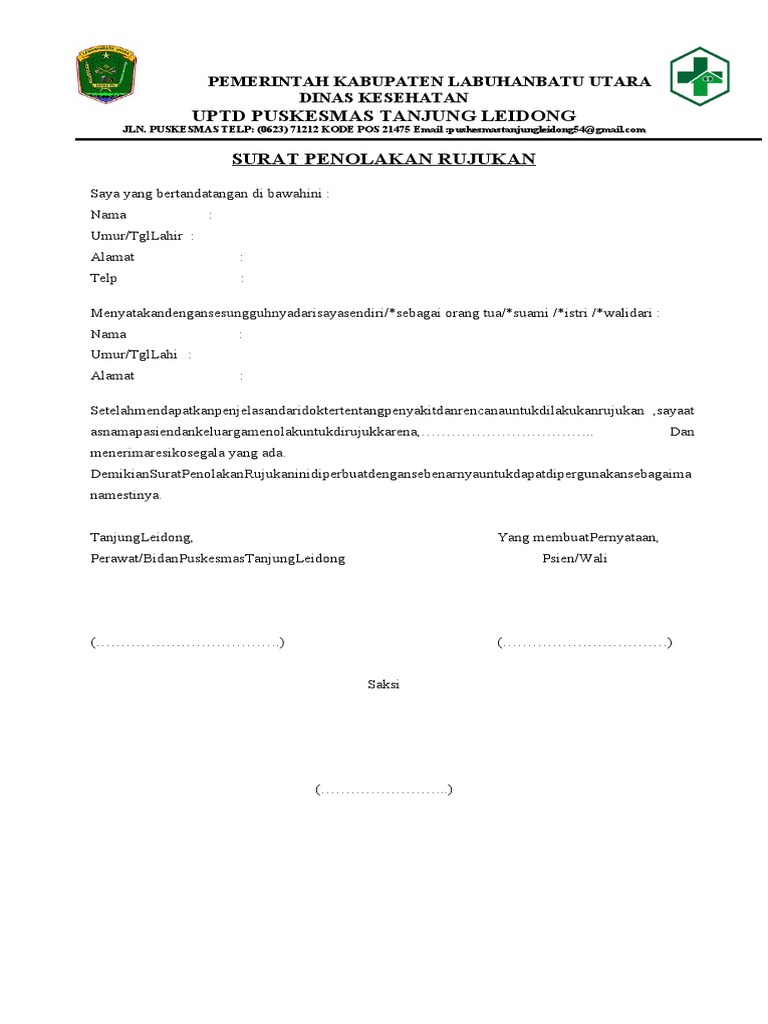 surat penolakan rujukan | PDF