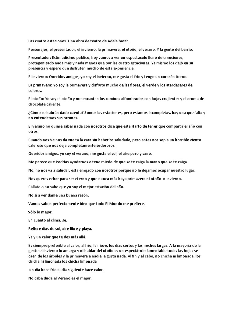 4 Estaciones Obra de Teatro | PDF | Temporada de primavera)