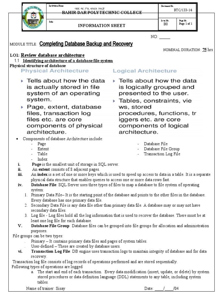 Complet DB Backup and Recovery | PDF | Backup | Databases