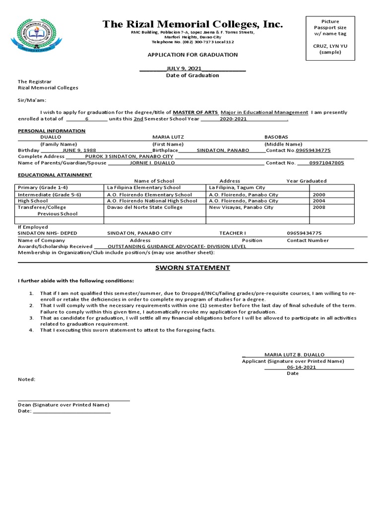 APPLICATION-FOR-GRADUATION | PDF