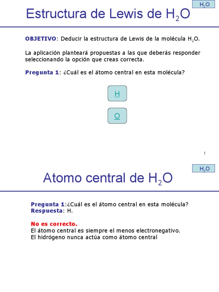 H2O Lewis | PDF | Enlace químico | Propiedades del agua