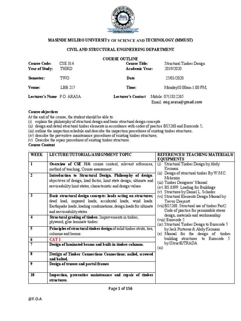 Cse 314 Course Outline and Lecture 1 | PDF | Strength Of Materials ...