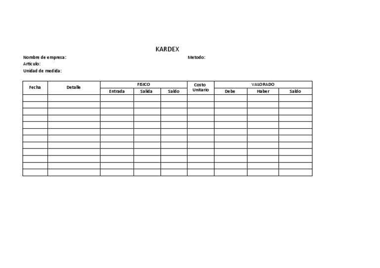 Modelo de Kardex | PDF