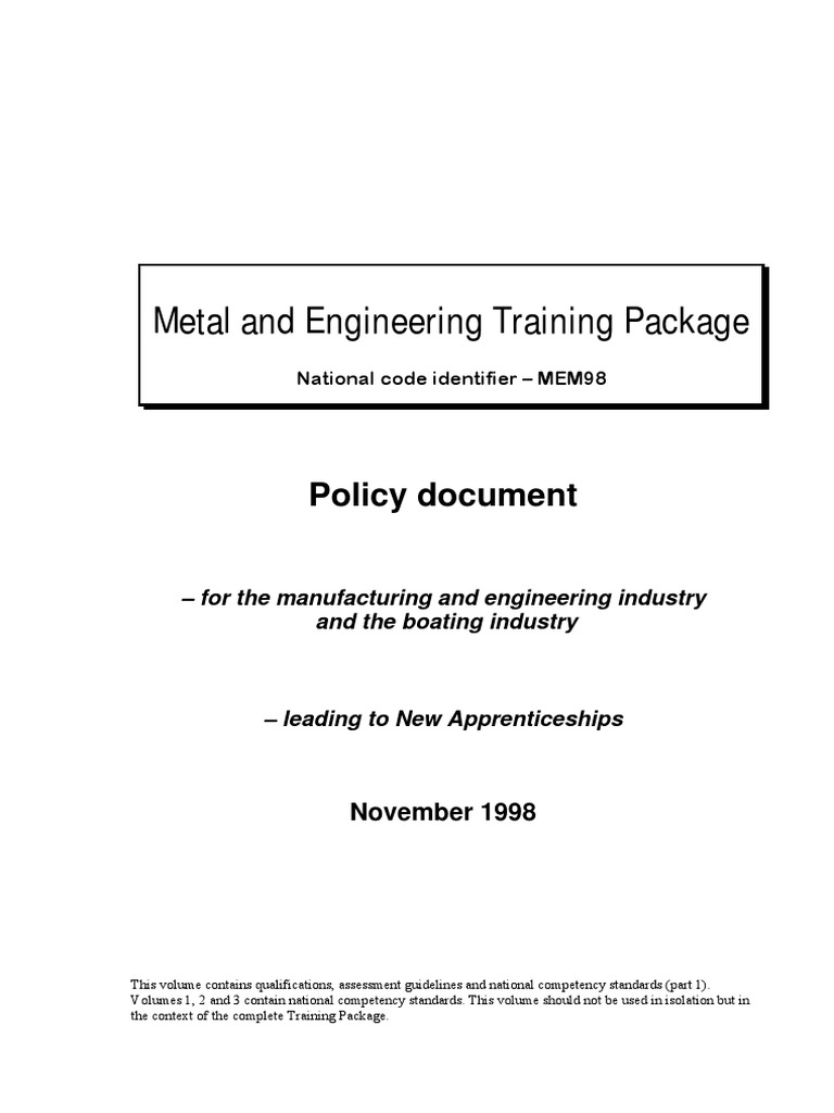 Metal and Engineering | PDF | Competence (Human Resources) | Vocational ...