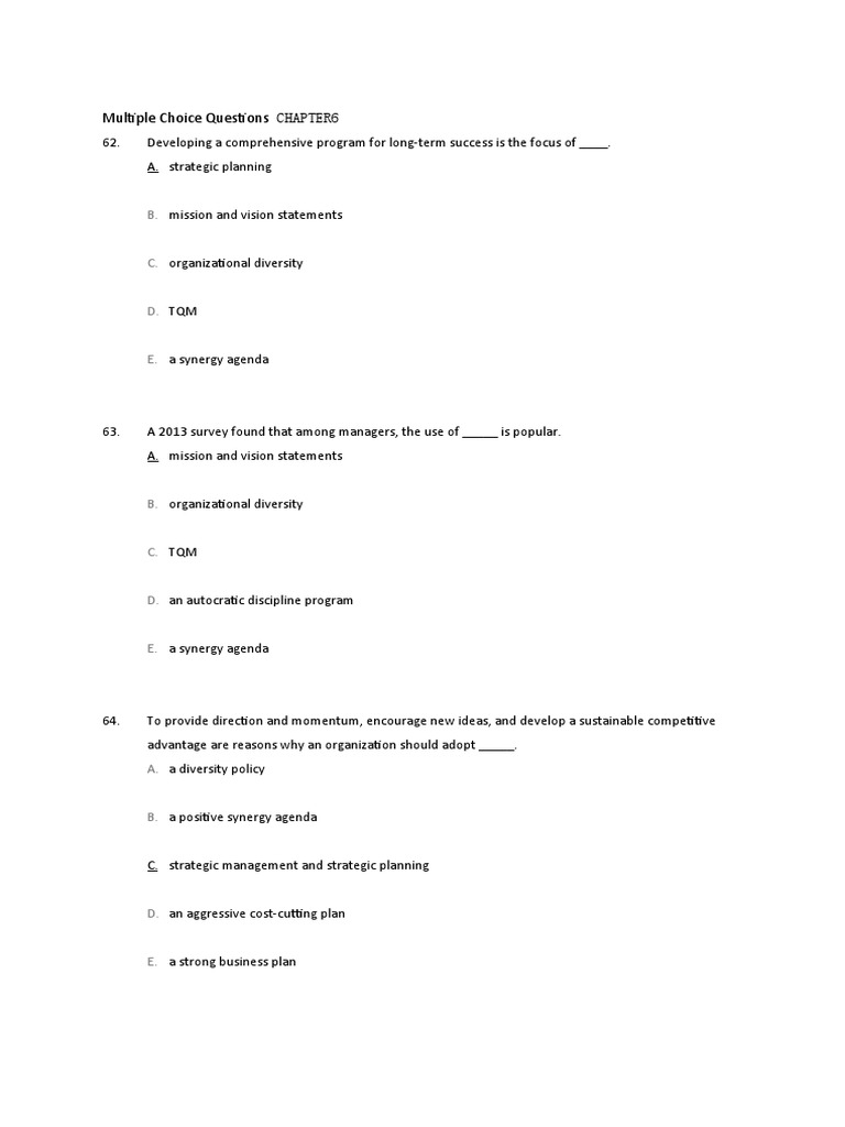 Chapter 6 Multiple Choice Questions | PDF Chapter 6 Multiple Choice Questions | PDF