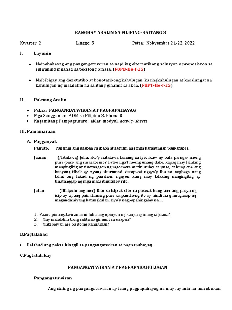 Filipino 8 - LP - Q2 - M3 | PDF