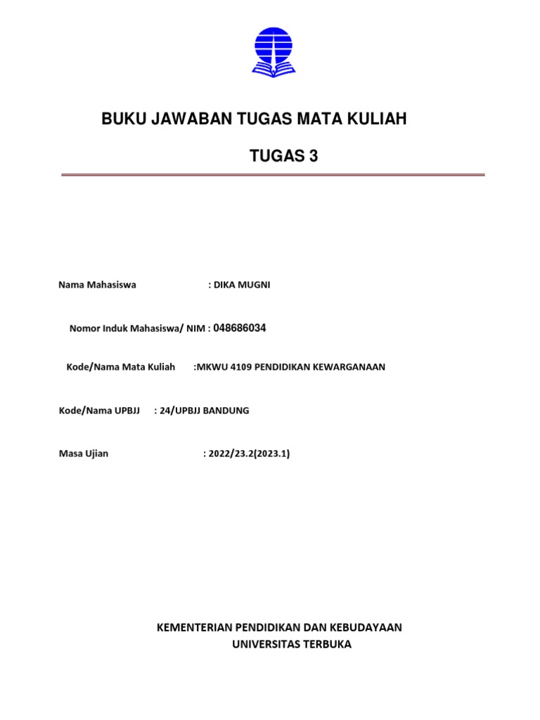 Tugas Mata Kuliah 3 Pendidikan Kewarganegaraan | PDF