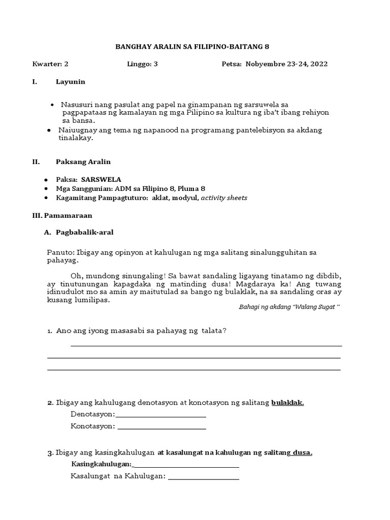 Filipino 8 - LP - Q2 - M3 Gramatika | PDF