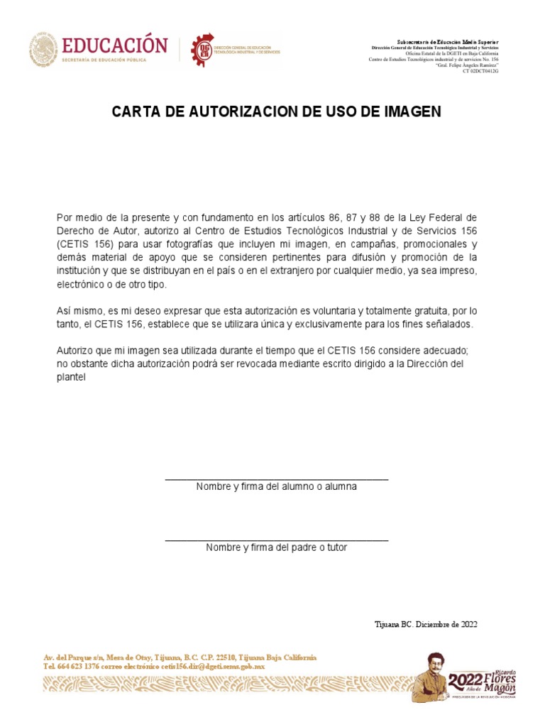 Autorizacion de Uso de Imagen | PDF