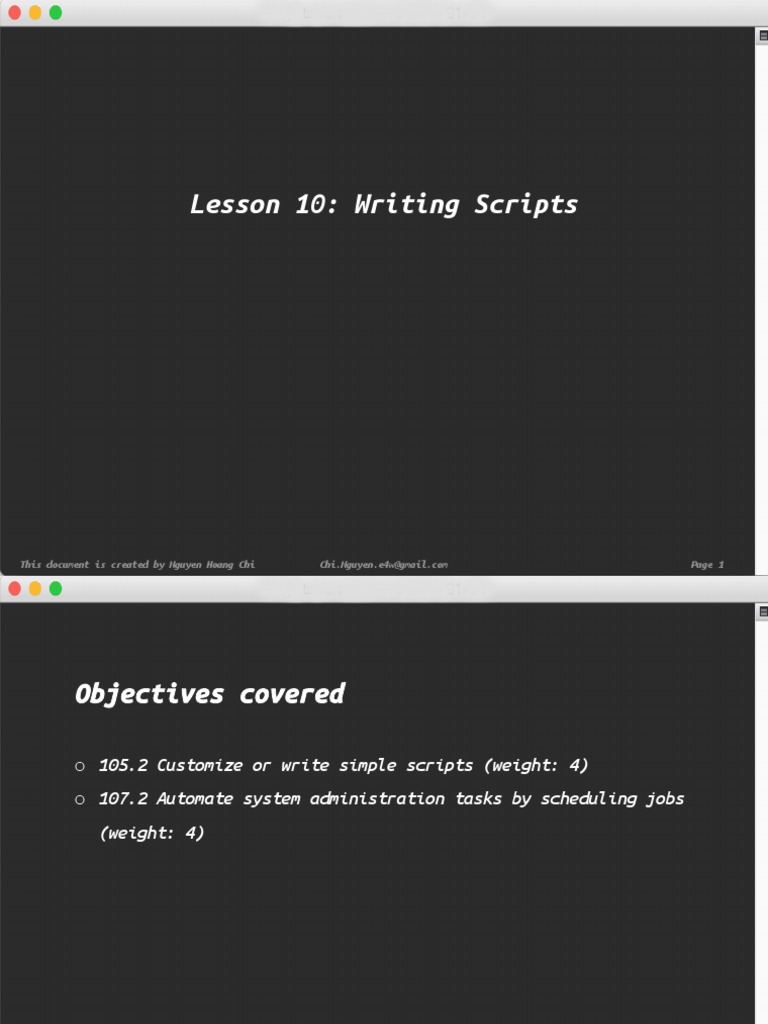 Lesson 10 - Writing Scripts | PDF | Operating System Technology | Software Development