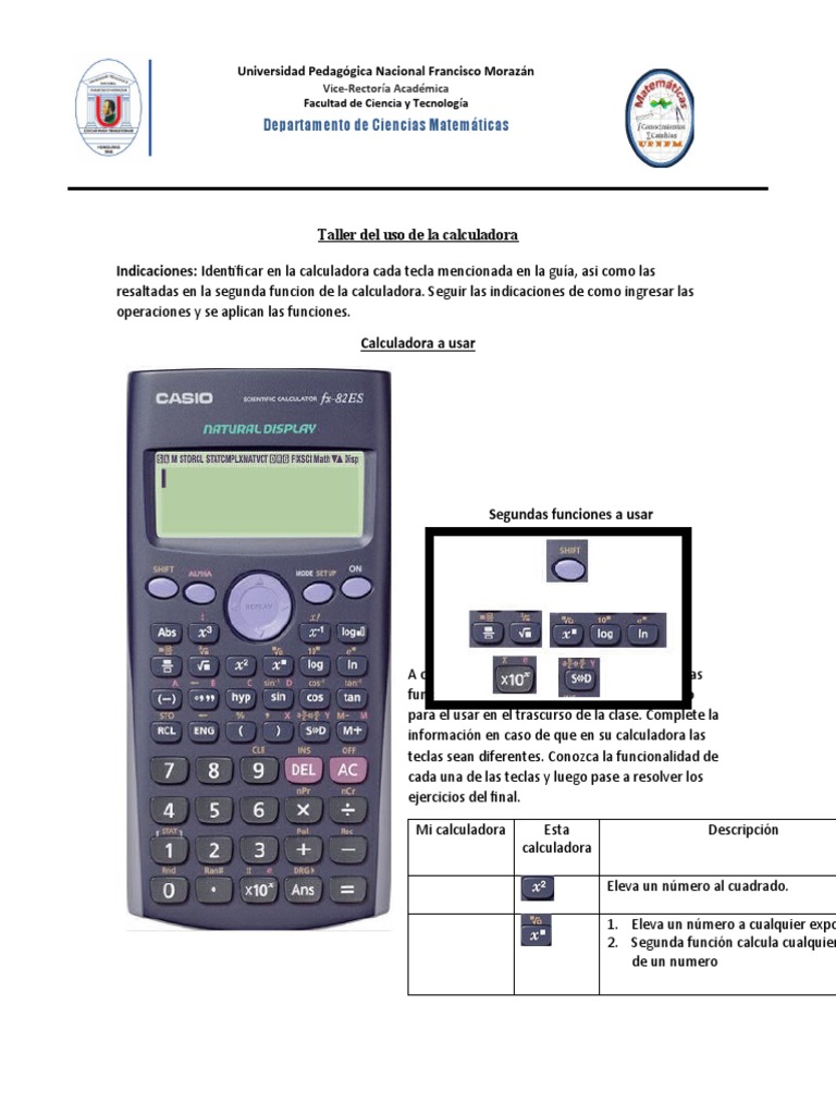 Taller Del Uso de La Calculadora | PDF | Calculadora | Función (Matemáticas)