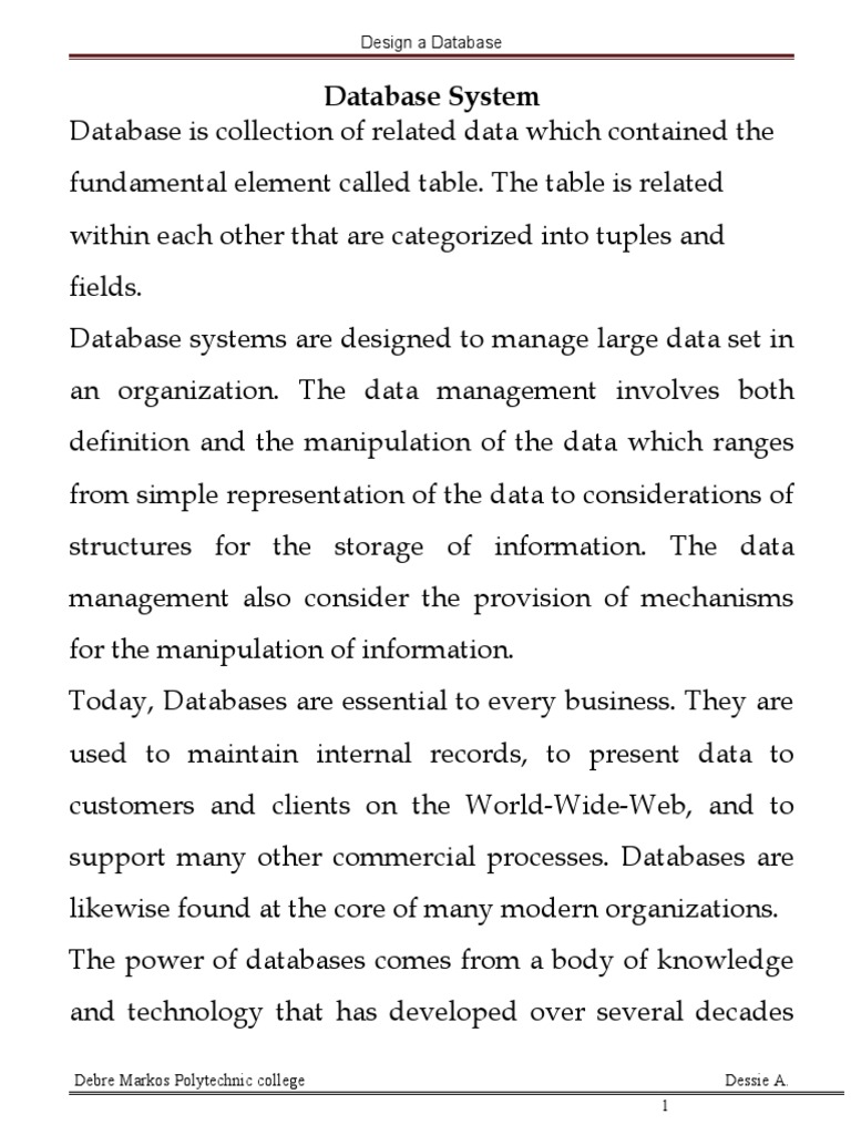 Design A Database | Download Free PDF | Databases | Relational Database