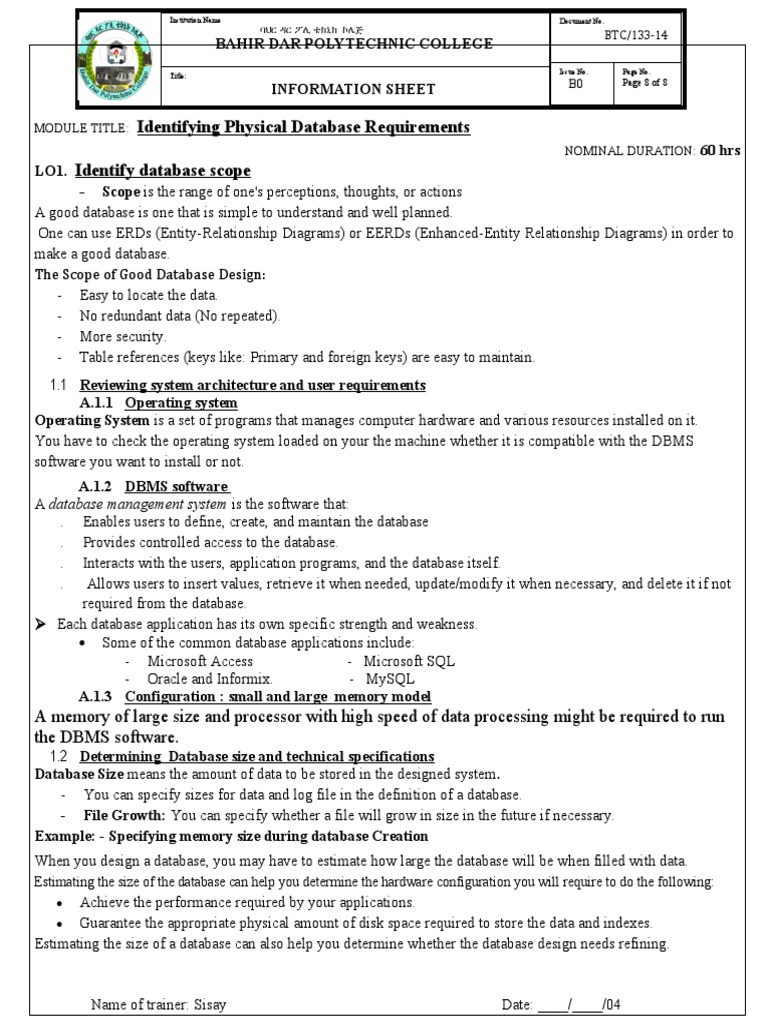Database Requirements Identification Guide | PDF | Databases ...