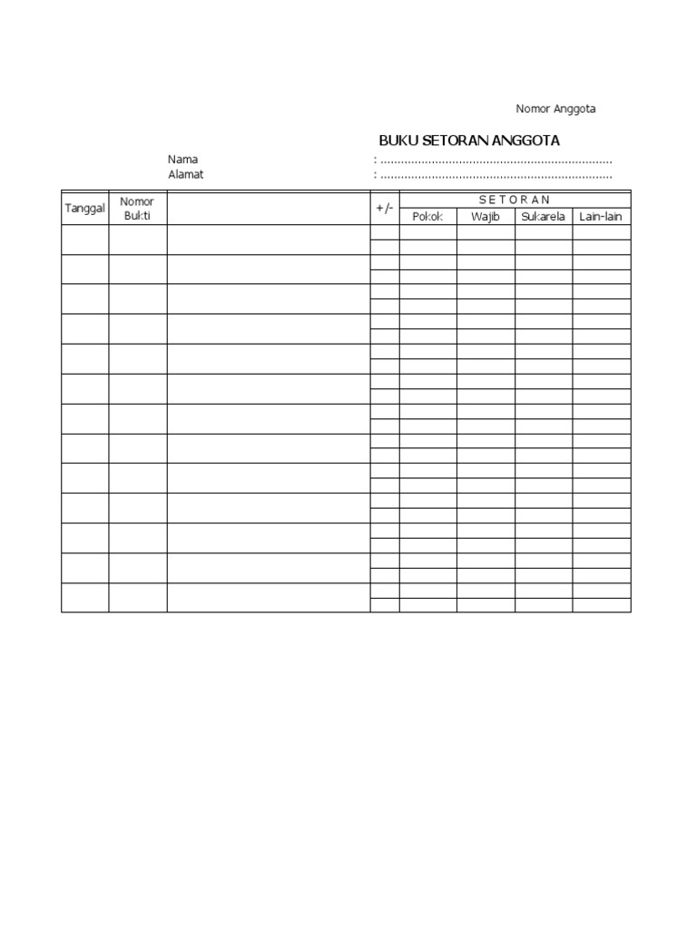 Buku Simpanan Anggota Koperasi | PDF