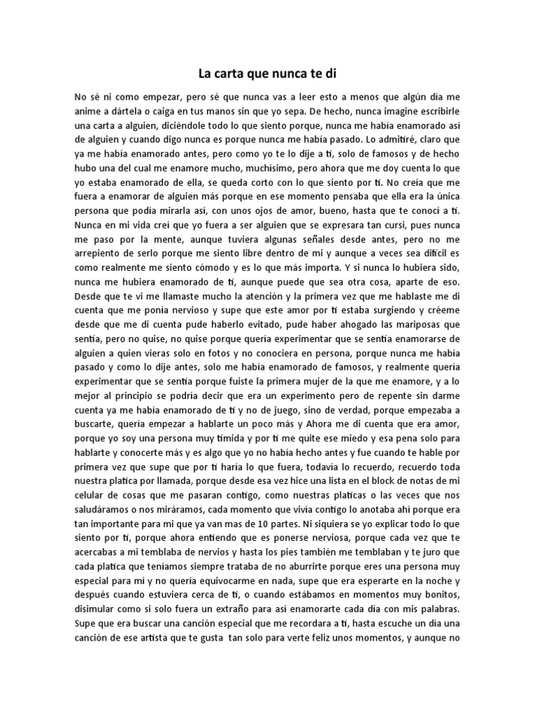 La Carta Que Nunca Te Di | PDF | Amor