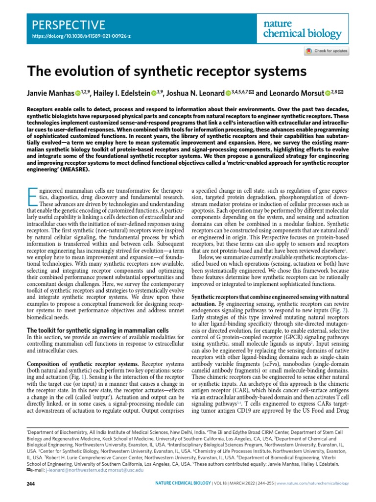 Synthetic Receptors - s41589 021 00926 Z | PDF | Signal Transduction ...