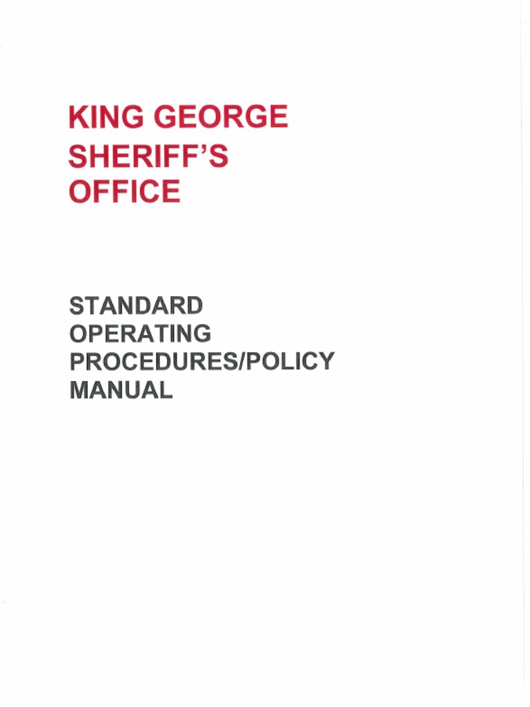 King George County Sheriff's Office Standard Operating Procedures Manual | PDF
