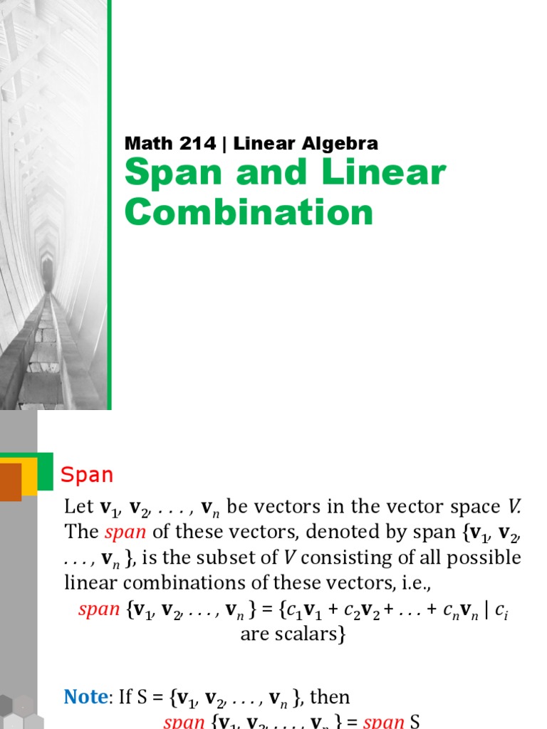 Math 214 Span and Linear Independent 2nd Sem 2022 - 2023 | PDF | Vector ...