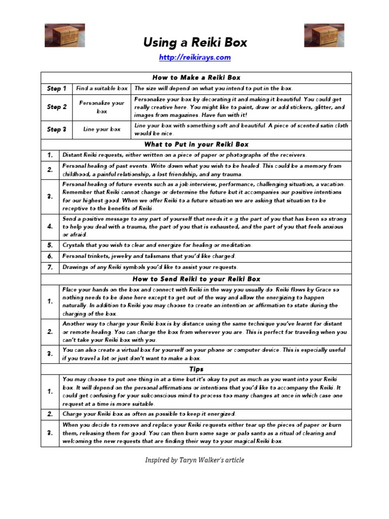 Reiki Handout Using A Reiki Box | PDF