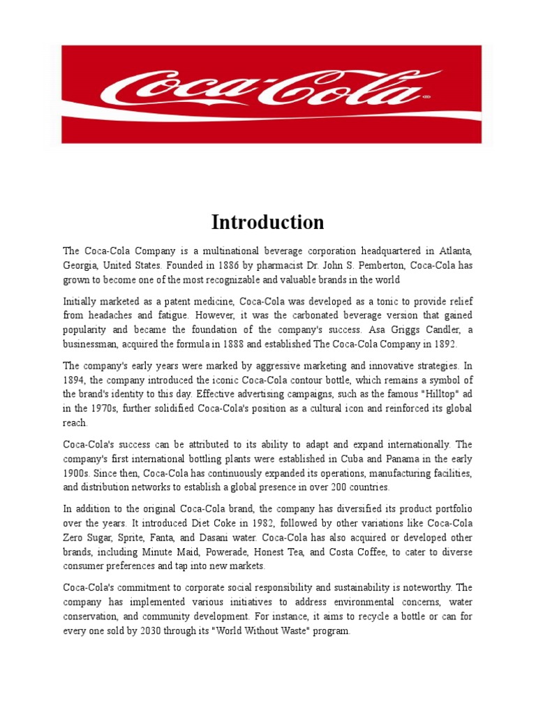 Introduction | PDF | The Coca Cola Company | Coca Cola