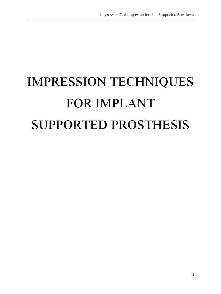 Implant Impression Techniques Pdf Dental Implant Prosthesis