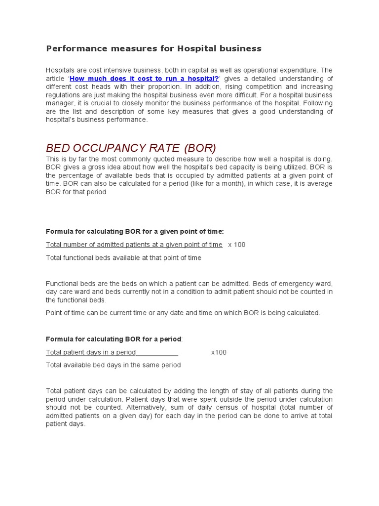 Key Hospital Performance Metrics | PDF