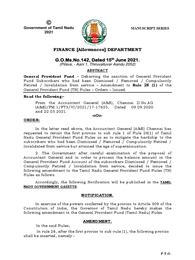 Fin - e - 142 - 2021 - GPF Debarring | PDF