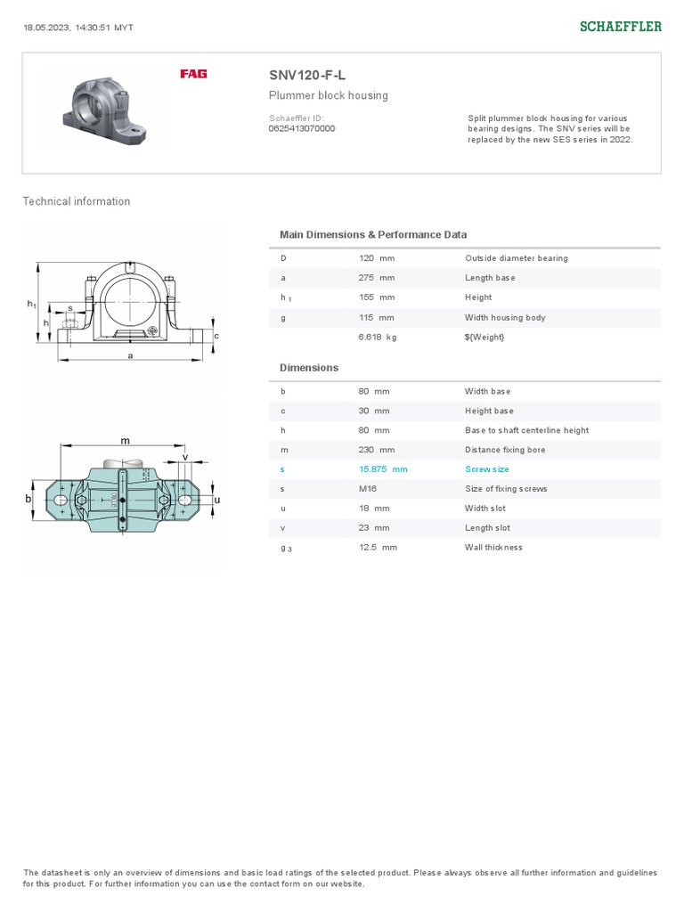 SNV120-F-L: Plummer Block Housing | PDF | Length