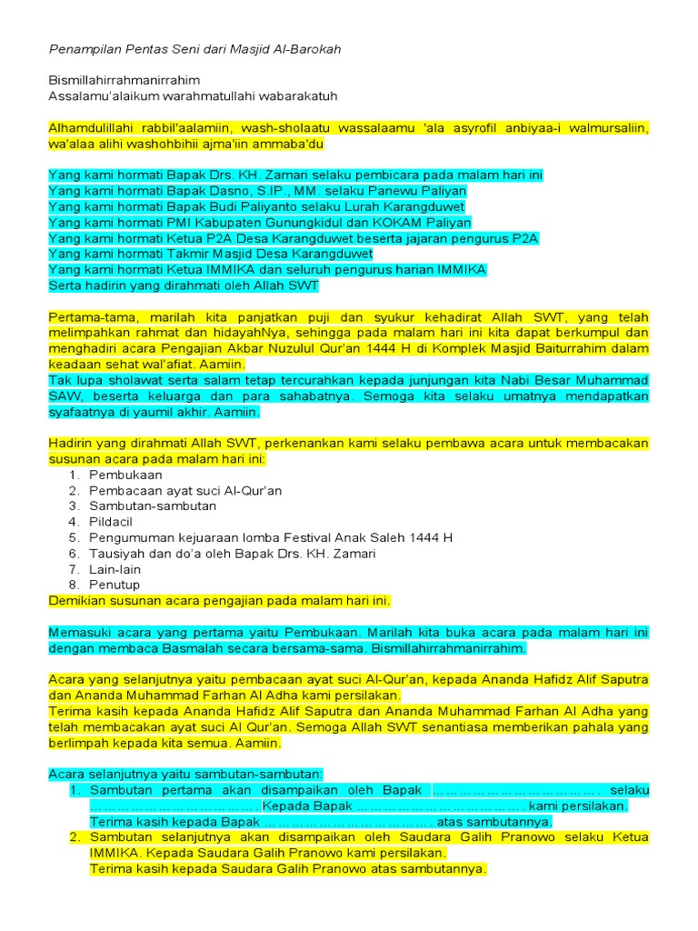 Teks MC Pengajian Nuzulul-1 | PDF