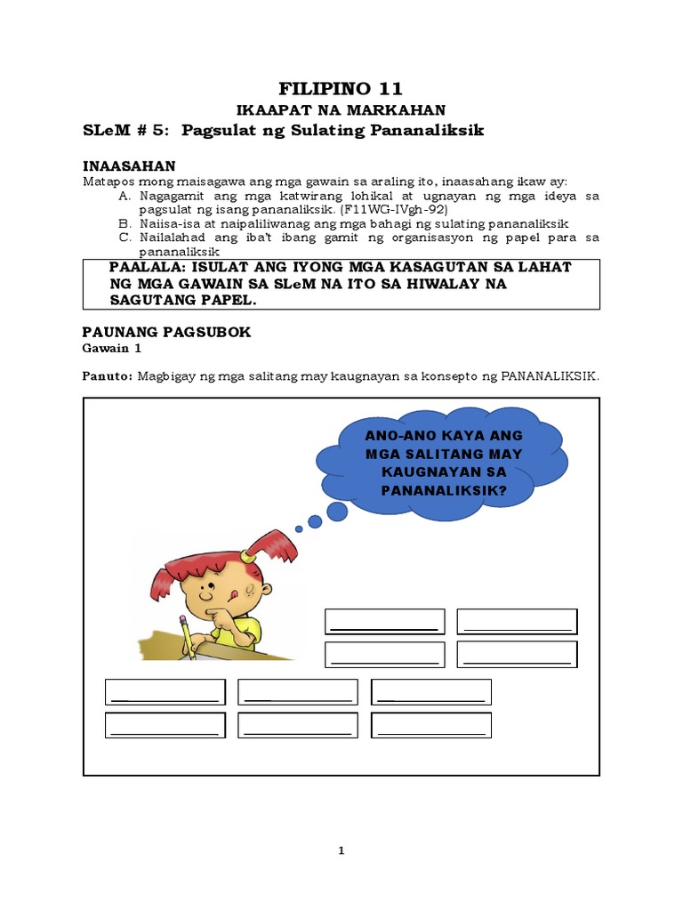 Slem 5 Grade 11 Week 7 | PDF