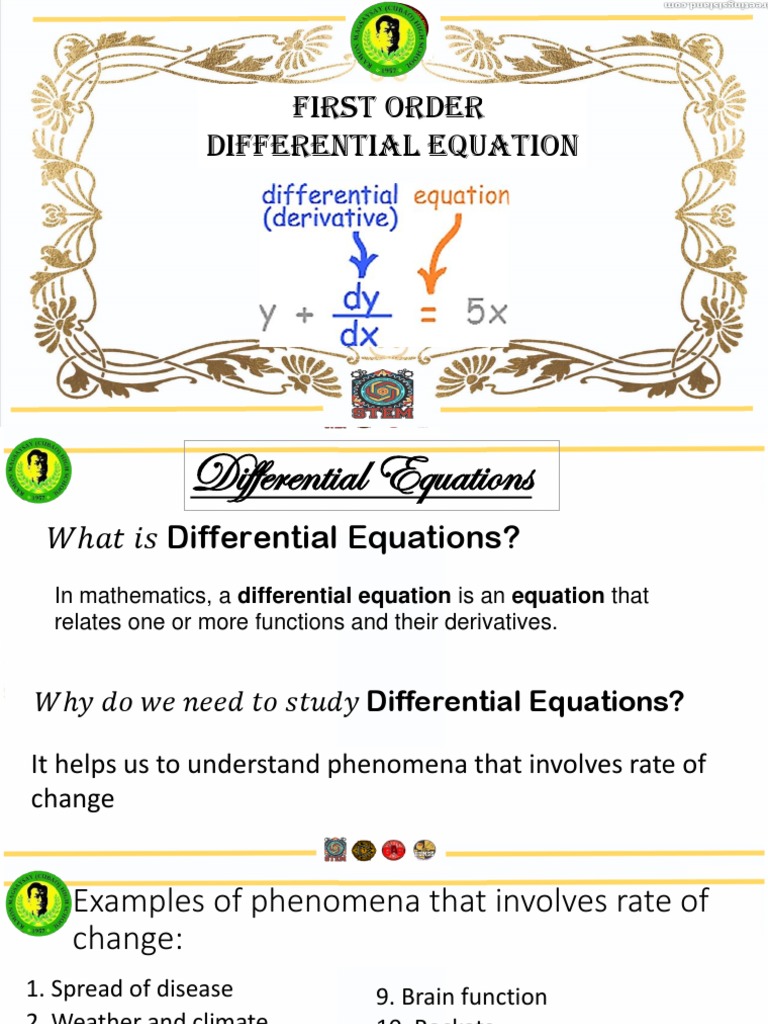 First Order Differential Equations Guide | PDF | Differential Equations ...
