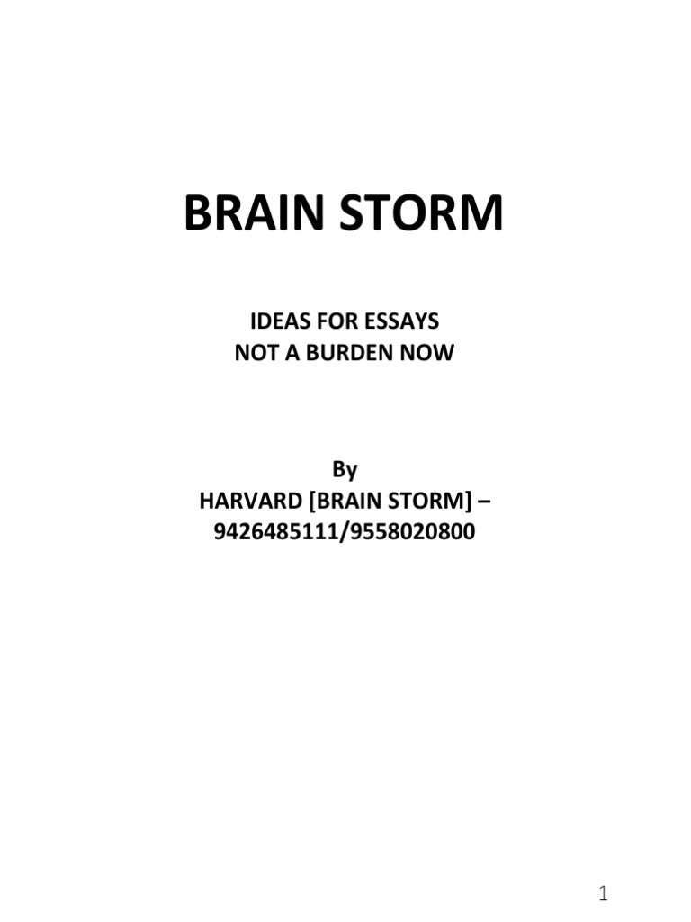 Brain Storm: Ideas For Essays Not A Burden Now | PDF | Waste | Tourism