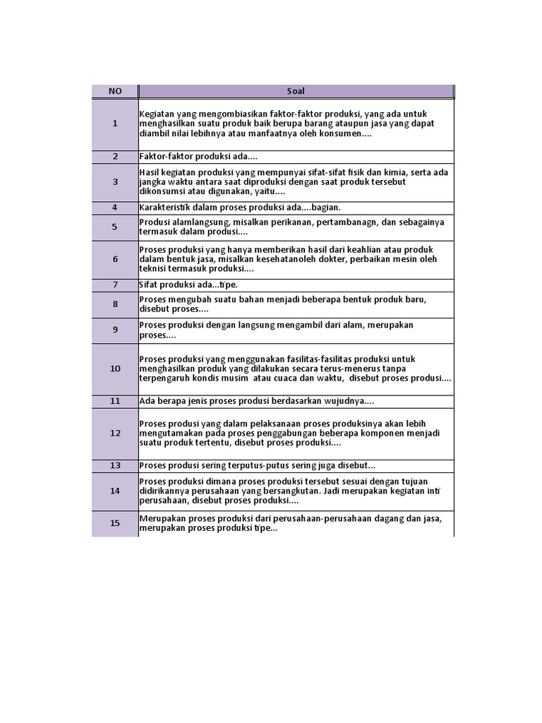 Soal Proses Produksi | PDF