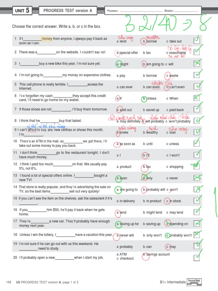 U5 - Practice | PDF | Money | Credit
