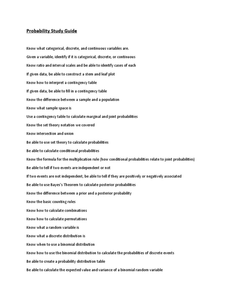 Probability Study Guide | PDF