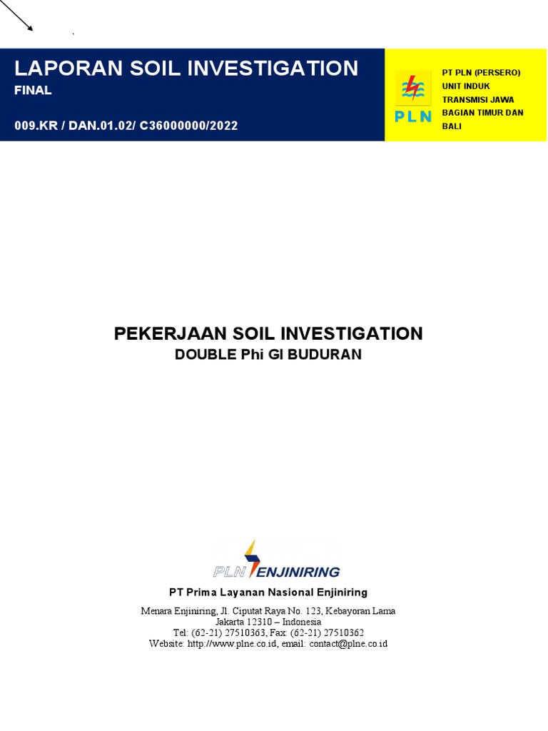 Laporan Soil Investigation Buduran | PDF