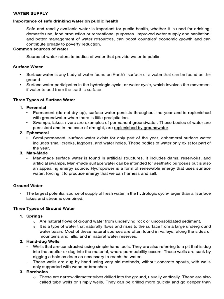 Water Supply Lesson Pdf Water Purification Water
