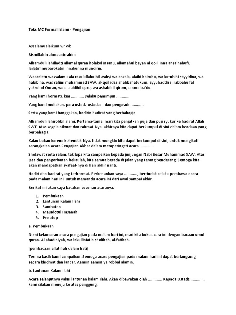 Teks MC Formal Islami | PDF