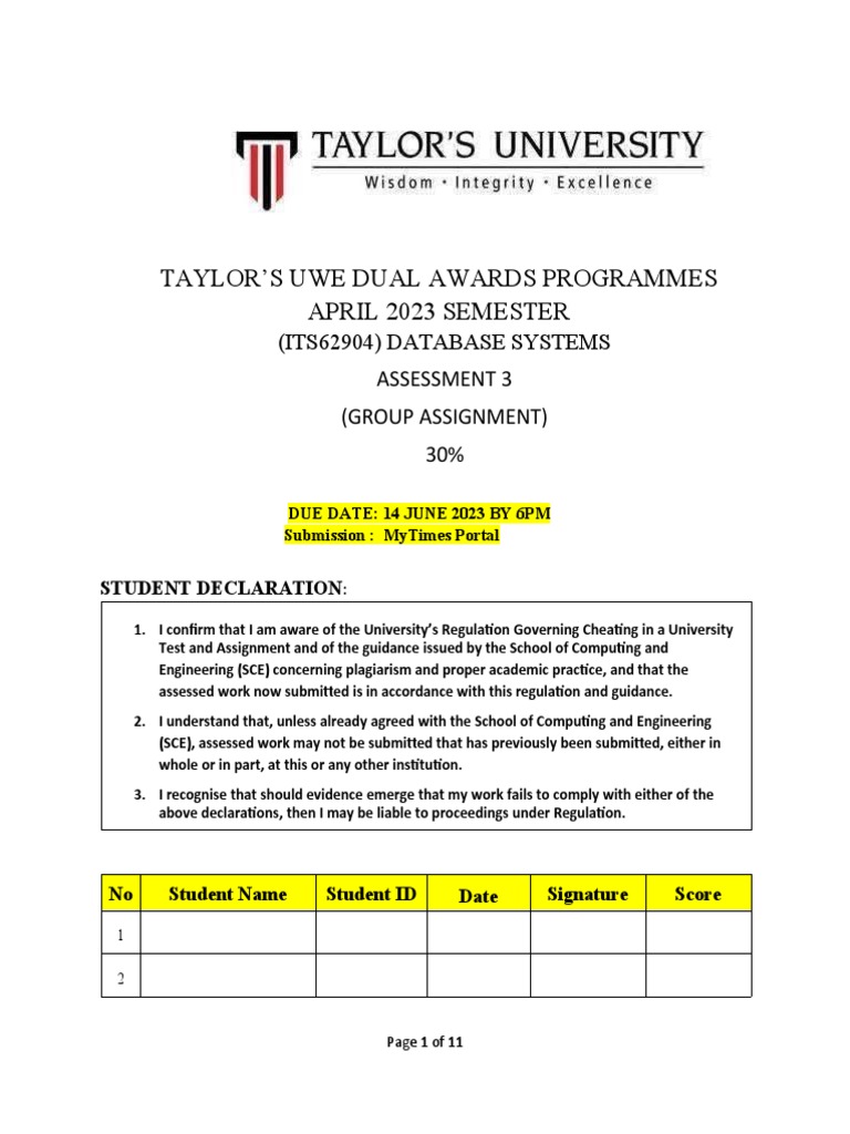Database Systems Group Assignment Guide | PDF | Databases | My Sql