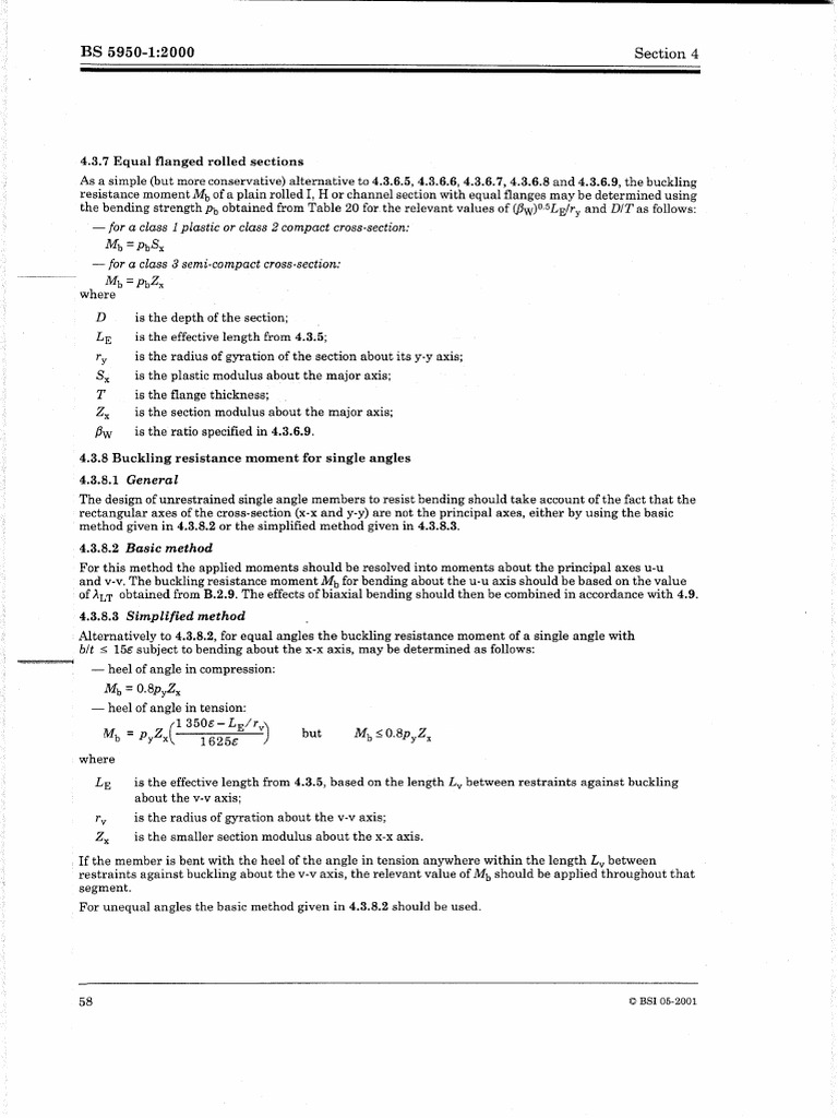 BS 5950-1-2000 Structural Use of Steelwork - Part66 | PDF