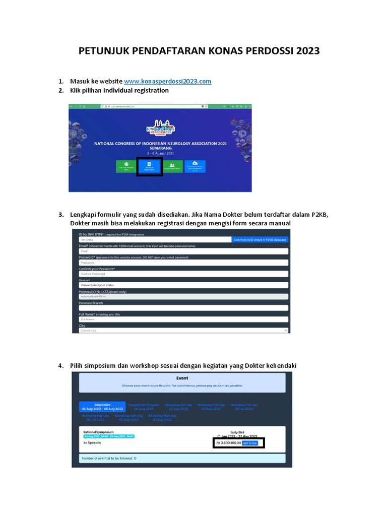 Petunjuk Pendaftaran Konas Perdossi 2023 | PDF