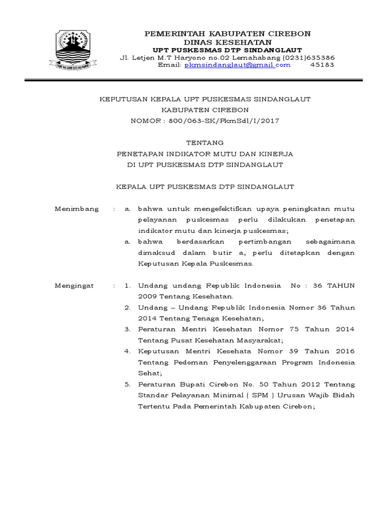 (Edit) SK PENETAPAN INDIKATOR MUTU DAN KINERJA | PDF (Edit) SK PENETAPAN INDIKATOR MUTU DAN KINERJA | PDF
