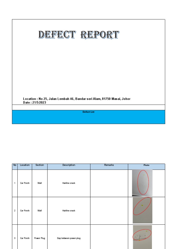 Defect Report Pdf Stairs Tile