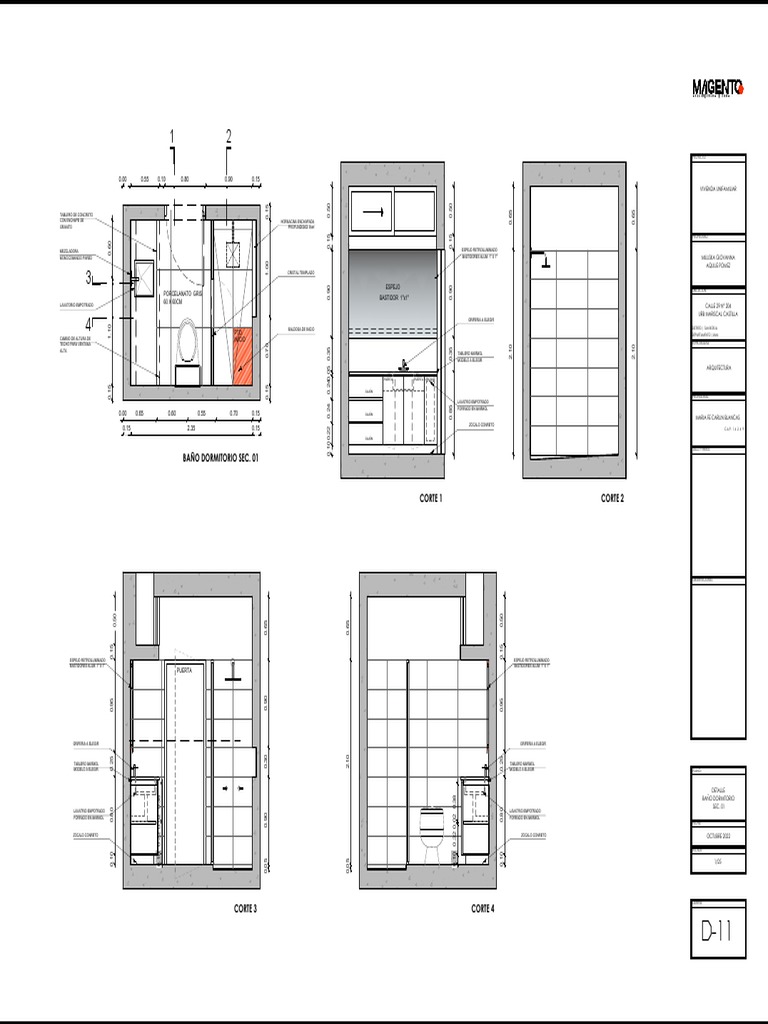 Planos de Baño 1x1 con Mármol | PDF