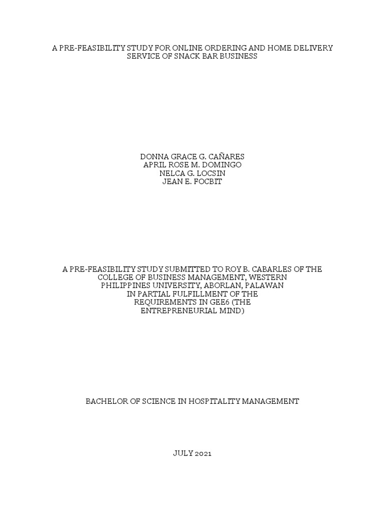 Pre-Feasibility Study-1 | PDF