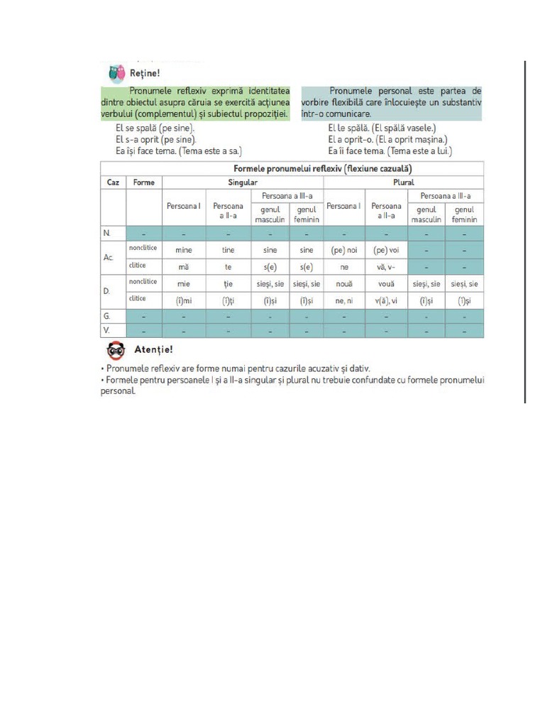Pronume Personal Reflexiv | PDF