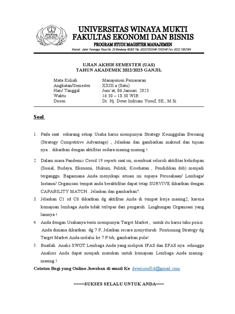 Soal Dr. Dewi Mpem 06-01-2023 | PDF